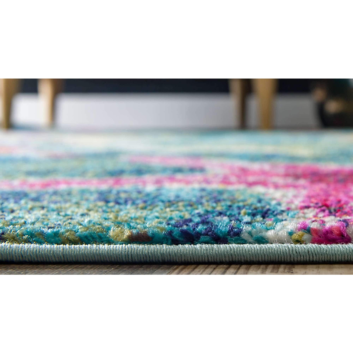 Unique Loom Positano Collection Coastal Modern Bright Colors Starfish Navy Blue Area Rug (4' x 6')