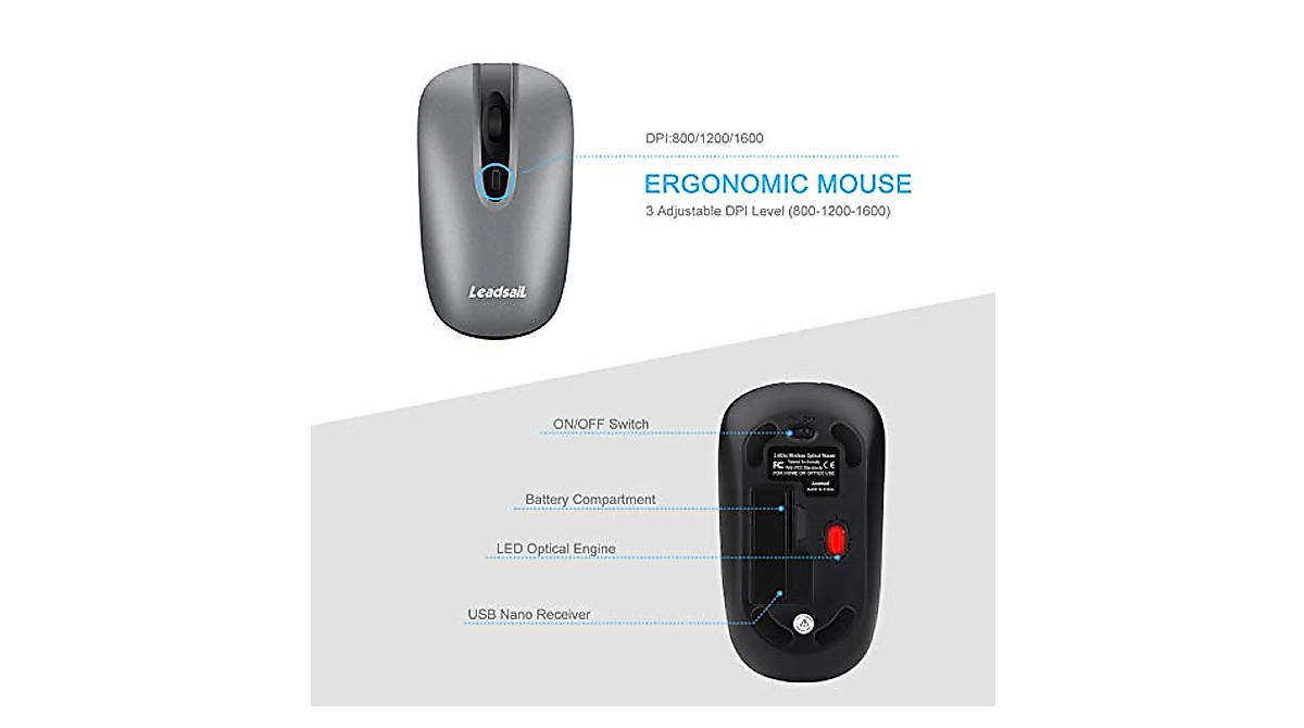 LeadsaiL Wireless Keyboard and Mouse Combo - Silent & Compact