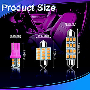 NTNEV 24PCS LED Interior Replacement Bulbs, Interior Car Lights, Dome Light LED Car Bulb Kit Set T10 31 mm 42 mm, Used for Map Dome Lights and License Plate Courtesy Lights Accessories (Pink)