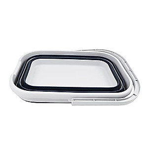 SAMMART 12L (3.1 Gallon) Collapsible Rectangular Handy Basket/Bucket (Grey/Slate Grey)