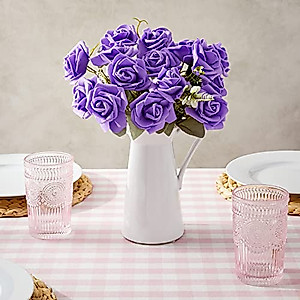 100 Pack Purple Artificial Flowers, Bulk Stemless Fake Foam Roses for Wedding, Decorations, Bouquets (3 in)
