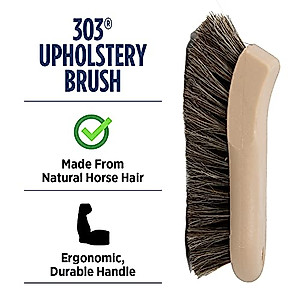 303 Upholstery Brush - Horse Hair Bristles - Tough On Stubborn Stains, Gentle On Delicate Fabrics - Contoured, Ergonomic Design - Leather Seats, Carpets, Fabric, Upholstery, and More - (39019)