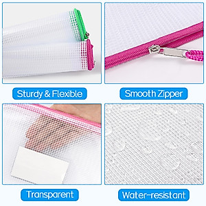 Sooez 20 Pack Zipper Pouch, Mesh Zipper Pouch with Label Pocket, Durable Pouches for Organization, Board Game Storage, Zipper Bag Waterproof, Document Bag Letter/A4