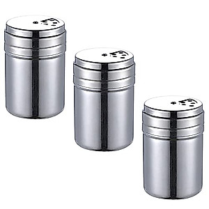 3 Pieces Shaker Seasoning Cans with Rotating Cover Steel seasoning Seasoning Bottle with Stainless Spice Shaker for Cooking Kitchen Gadget