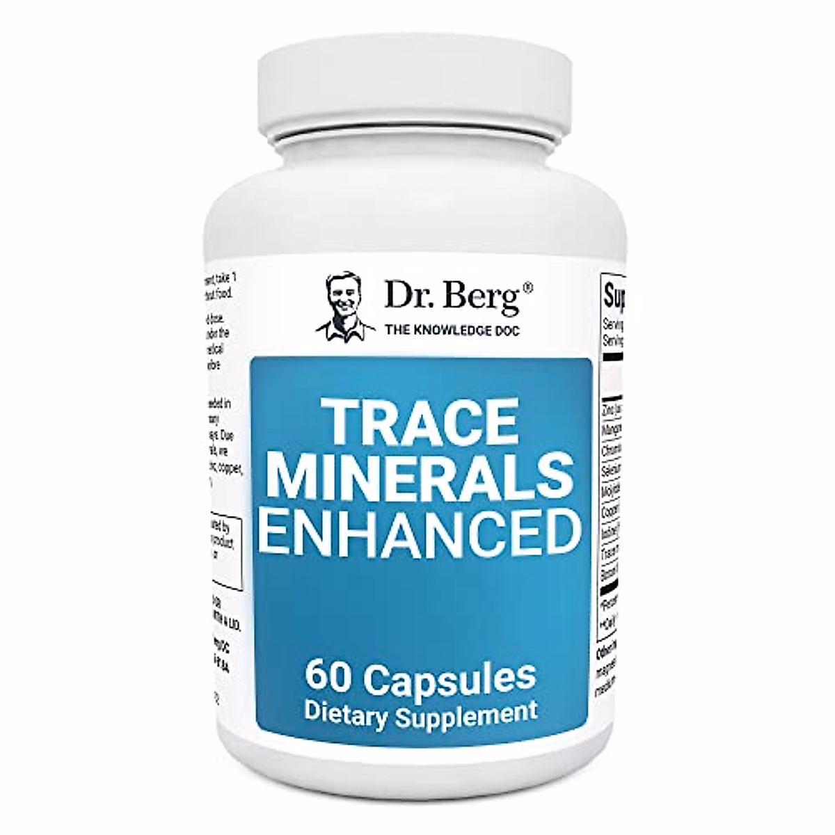 Dr. Berg's Trace Minerals Enhanced Complex - Complete with 70+ Nutrient-Dense Health Mineral - 100% Natural Ingredients - Dietary Supplements - 60 Capsules