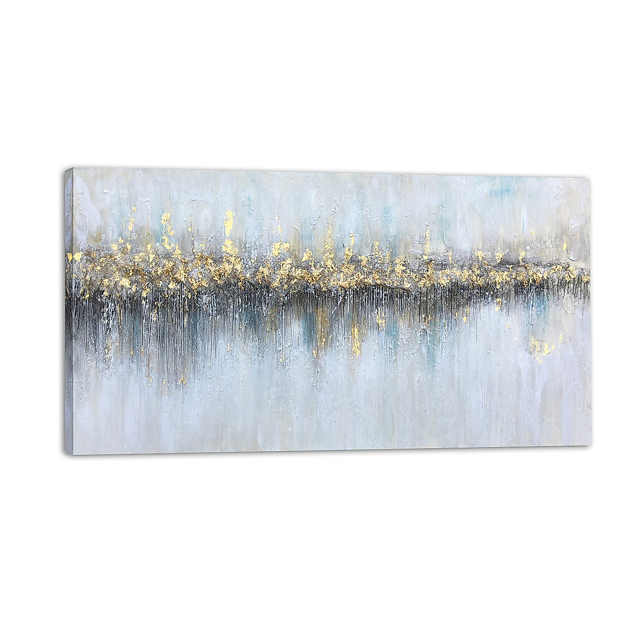"Glowing from Afar" Oil Painting Prints on Wrapped Canvas, Wall Art Decoration for Office Living Room Bedroom, 47x23.5 inch