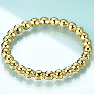 Jude Jewelers 2mm Stainless Steel Beaded Style Classical Simple Plain Stackable Wedding Band Ring (Gold, 8)