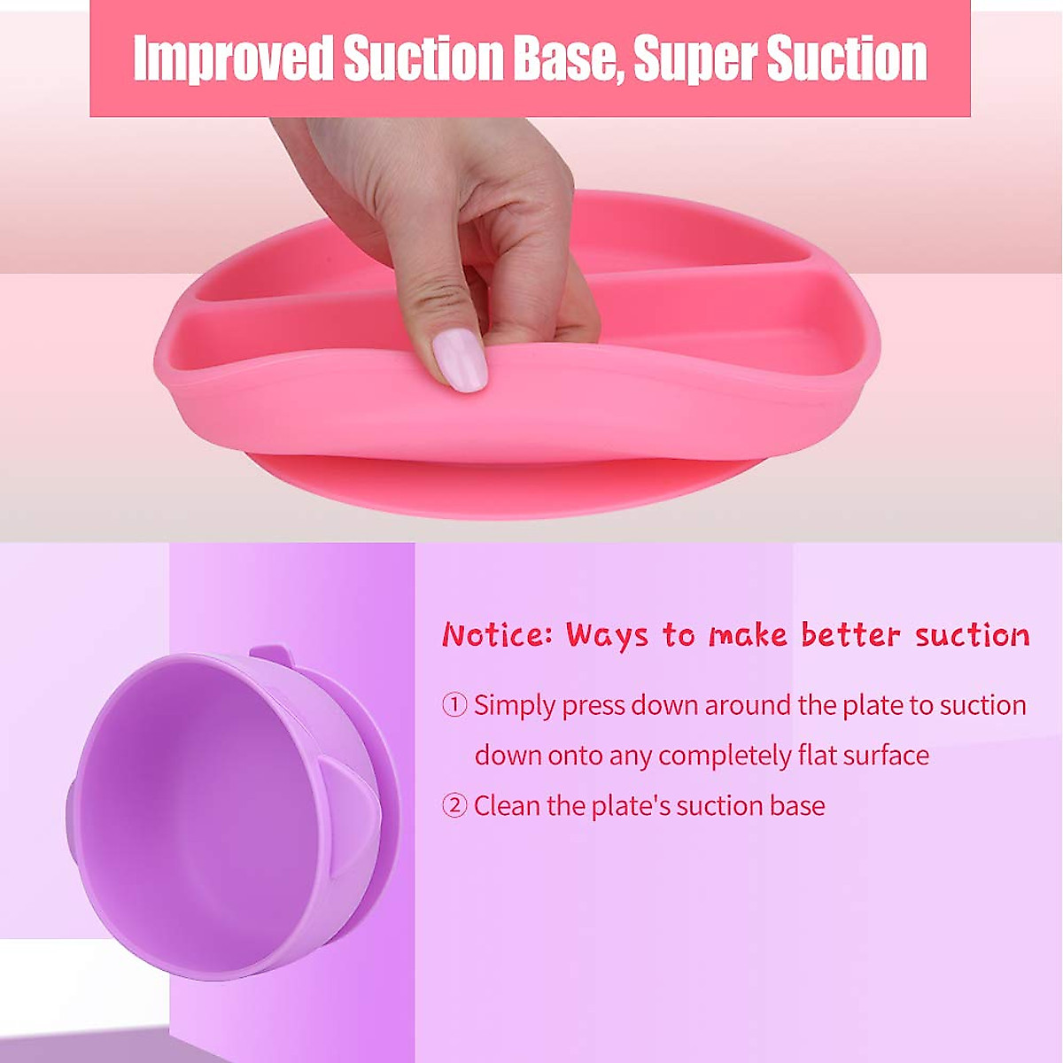 Baby Plate Bowl - Silicone Mini Mat - Super Suction Placemat Bowl with 2 Spoons for Self Feeding, 100% Safe Silicone, Dishwasher and Microwave Safe KingKam