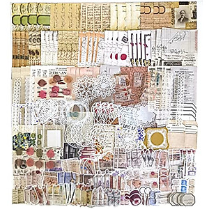 260 Pieces Vintage Scrapbooking Supplies Aesthetic Scrapbook Stickers for Journaling, Junk Journal Kit Scrapbook Paper Bullet Journals Supplies for Planner, Notebooks, Cottagecore Decor (Memory)