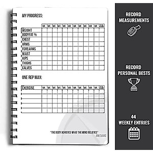 Workout Planner for Daily Fitness Tracking & Goals Setting (A5 Size, 6” x 8”, Charcoal Gray), Men & Women Personal Home & Gym Training Diary, Log Book Journal for Weight Loss by Workout Log Gym
