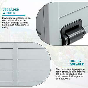 Outvita Deck Storage Box, 75 Gallon Durable Storage Container Bin Store Patio Cushions, Pool Toys and Yard Stools Outdoor Patio Garden for (Gray)