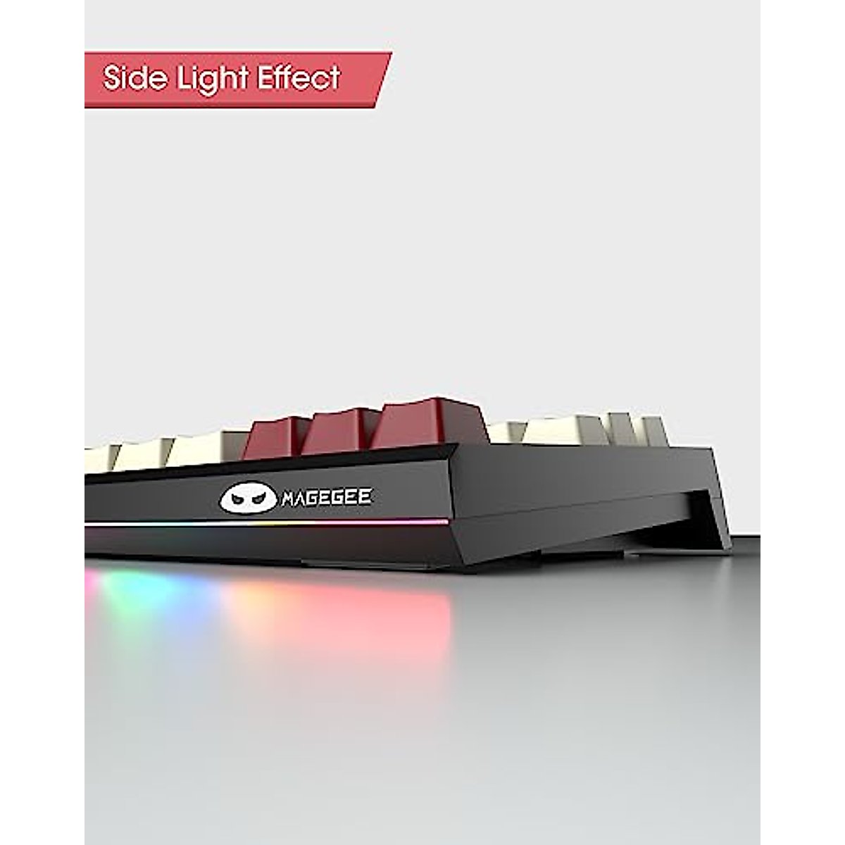 Compact 80% Mechanical Gaming Keyboard, Wired tkl Keyboard with Yellow Switches, Ergonomic Design Retro Style Gaming Keyboard with Rainbow Led Backlit for Windows PC Mac, Black & White