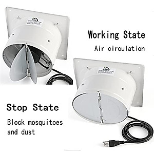 Nalle 8 inch Exhaust Fan 80W 500CFM Through-wall installation Ventilation Fans 110V Exhaust Smoke Fan with Power Cord for Kitchen,Bathroom,laundry room,Garage (white)