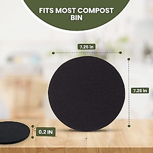 Compost Rite 4 Pack Charcoal Filters for Compost Bucket - Round 7.25 inch Compost Pail Filters, 0.5cm Thick Compost bin Charcoal Filter Replacement, Cutting Template Unisize Composting Bins