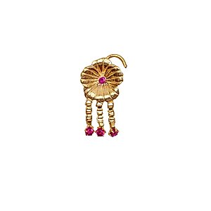 Indian Nose Stud Gold Nose Stud Bell Nose Ring Flower Nose Stud Gold Nose Ring Ruby Nose Piercing CZ Simulated Diamond Nose Piercing Bollywood Nose Stud