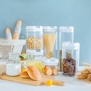 NUMYTON Pasta Containers for Pantry - 6Pcs - Pantry Organization and Storage - Airtight Food Storage Containers for Candy Bars, Chocolate, Twizzler, Toffee Candy, & Cereal