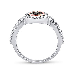 Brandy Diamond® Sterling Silver & Rose Tone Loving You Forever Teardrop Design Ring 1/6 Ctw. (5.5)