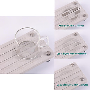 NiuYichee 2 PCS Water Absorbent Diatomite Coasters Rectangle, Grooved Design, Water Absorbing Stone Used for Hand Soaps & Plants & toiletries in The Modern Home (21-10cm Light Grey with feet)