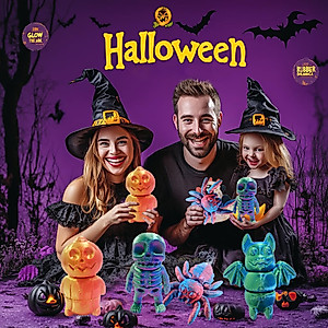 Cherislpy 4Pcs 3D Printed Pumpkin, Bat, Spider,Skeleton Man Statue Fidget Toys for Halloween Decor, Halloween Decorations for Craft Haunted House Accessories Party Favors