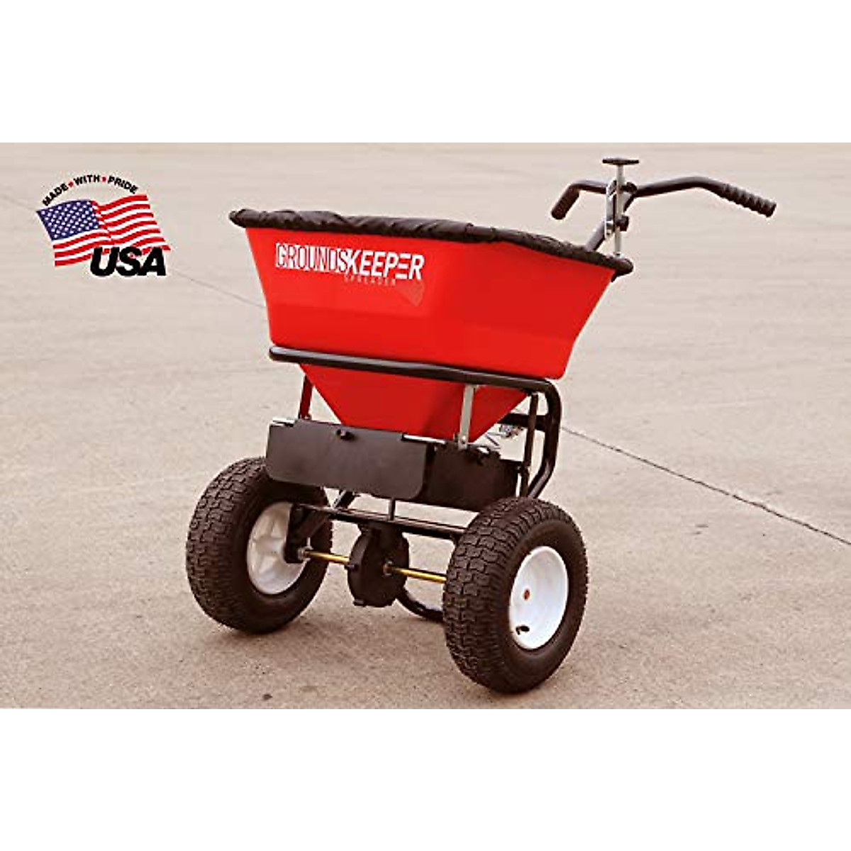 Buyers Products Walk Behind Push Snow Rock Salt Spreader 3039632R Grounds Keeper, 100 Pound Capacity, Red & Vikan Remco 63002 Color-Coded Plastic Hand Scoop, 16 oz, Green