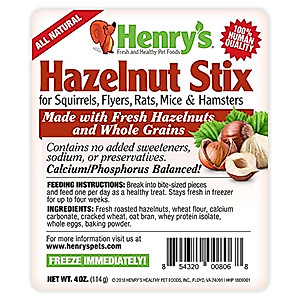 Henry's Hazelnut Stix - The Only Squirrel and Hamster Treat Baked Fresh to Order (4 oz (2-Pack))