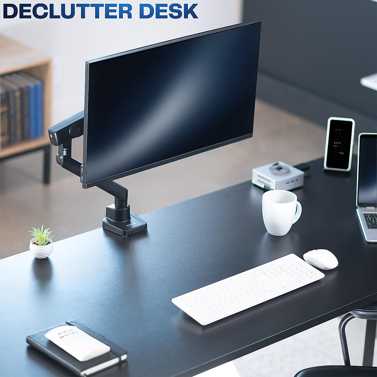 VIVO Premium Aluminum Full Motion Single Monitor Desk Mount Stand with Lift Engine Arm, Fits Screens up to 32 inches, STAND-V101BB