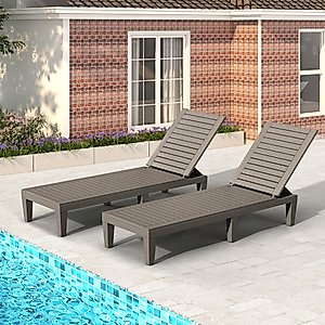 YITAHOME Patio Lounge Chair Set of 2, Outdoor Chaise Lounge with 5-Position Backrest, 265lbs Weight Capacity for Backyard, Poolside, Waterproof & Easy Assembly(Taupe)