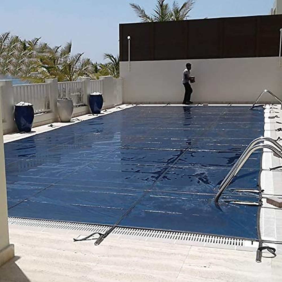 Covers Rectangular In Ground Pool Safety Blue Mesh, Outdoor Garden Yard Fallen Leaves Net, Easy Installation, 1/2/3/4/5/6/7/8 m (Size : 400×600cm/13×19ft)