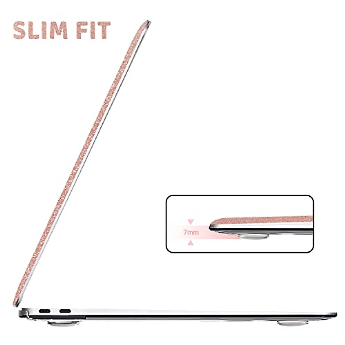 Anban Compatible with MacBook Pro 13 inch Case 2023 2022 M2, 2021-2016 M1 A2338 A2251 A2289 A2159 A1989 A1706 A1708, Glitter Plastic Hard Shell Case & Keyboard Cover & Screen Protector,Shiny Rose Gold
