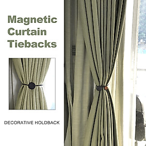 Voilamrt Curtain Tie Backs 4PCS, Magnetic Curtain Tiebacks, Tie Backs for Curtains, Curtain Weaving Holder Buckles for Drapes, Home, Office, Hotel Window Decoration (Black)