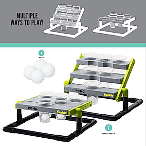 Franklin Sports Stadium Cup Pong Set - Jumbo 6 Cup Pong Game Set with Cups + Stand - Fun Indoor + Outdoor Tailgate Game