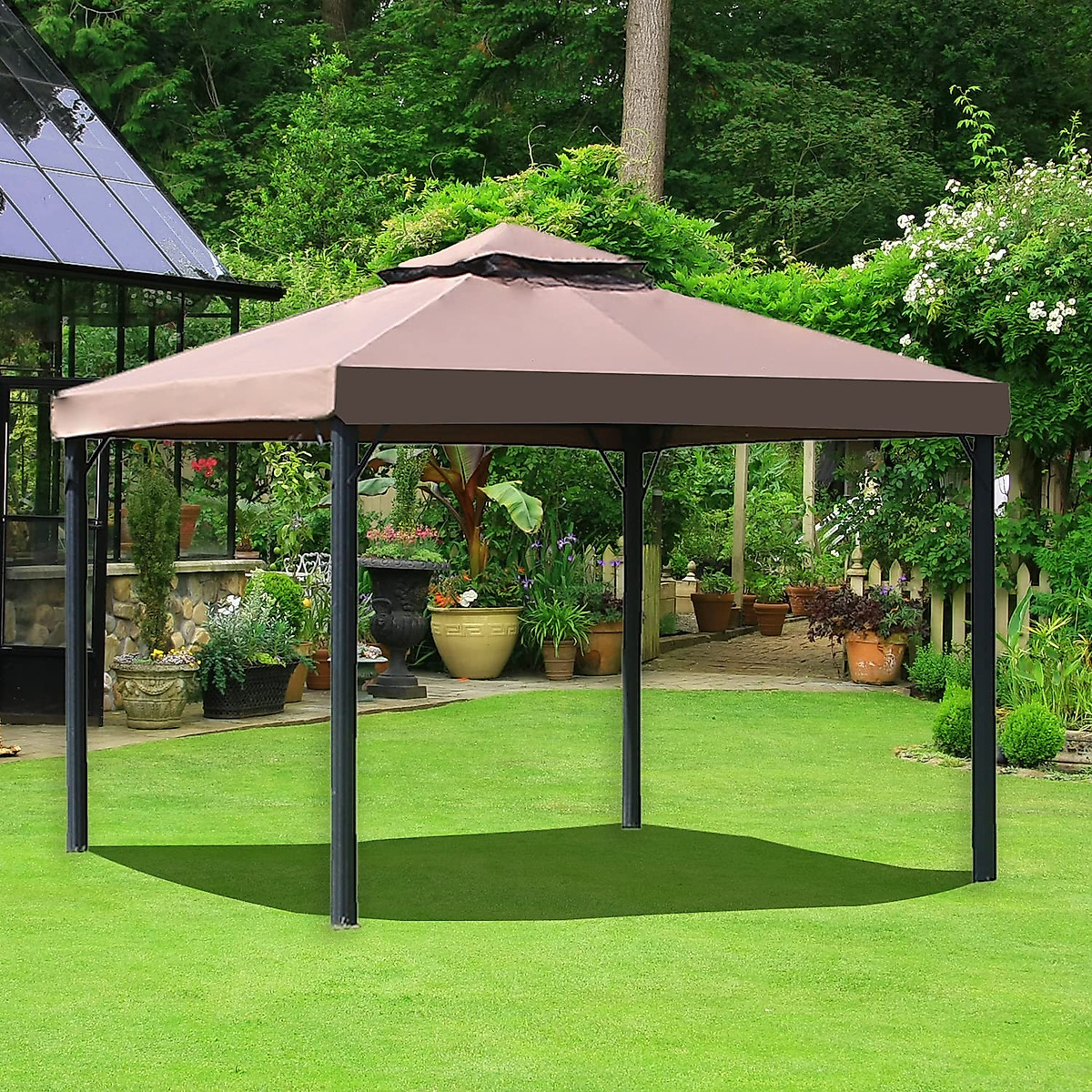 Sunshine Outdoor 9.5'x13' Replacement Gazebo Canopy Top for The Gazebo with Slot - Waterproof Canvas Gazebo -Khaki(Canopy Top Only)