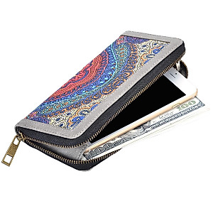 XEYOU Women Canvas Zipper Clutch Purse Credit Card Wallets to Organize Your Cash,Bank Card,and Phone with Removable Wristlet Strap