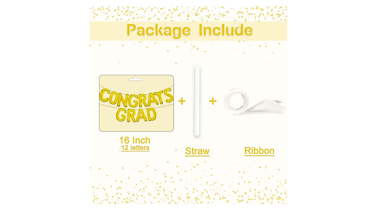 Gold Congrats Grad Banner Balloon – Perfect Graduation Party Decor