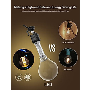 Outdoor String Lights with Dimmer - 50Ft Led Patio Lights App Control 3 Modes Waterproof Connectable Hanging Light with Timer Function 25 Plastic G40 Globe Bulb for Backyard Porch Balcony Party Decor