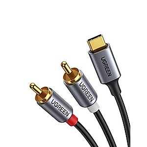 UGREEN USB C to RCA Audio Cable Type C to 2RCA Male Jack Plug Adapter Car Auxiliary Stereo Speaker Amp Cord Compatible with iPad Pro Air 5 Mini 6, Samsung S23 S22 S21 Ultra S20, Pixel 7 Pro, 5FT