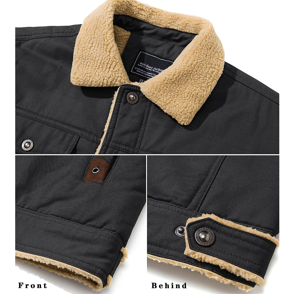 EKLENTSON Mens Fleece Lined Jacket Mens Outdoor Jackets Winter Jackets for Men Fashion Jacket Men Warm Jackets for Men, Grey, XX-Large