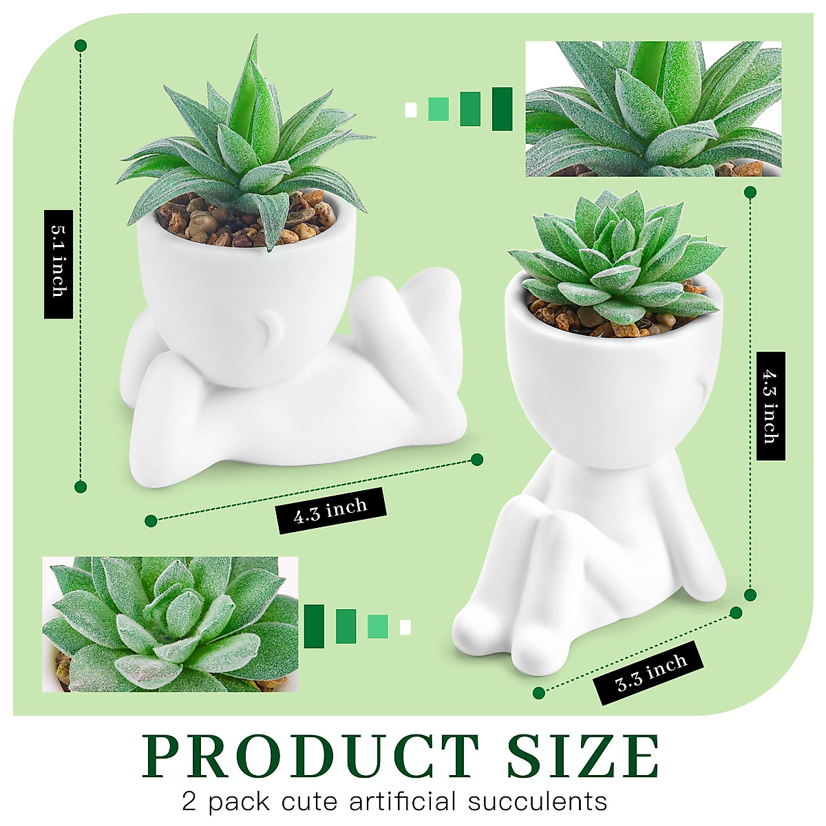 Der Rose Set of 2 Fake Plants Artificial Succulent Plants for Office Desk Accessories Bathroom Home Room Aesthetic Decor Indoor