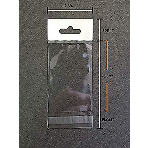 UNIQUEPACKING 2 3/4 x 3 3/4 Hang TOP Clear Resealable Cello/Cellophane Bags w/Hanging Header Good for 2x3 Item - Pack of 100