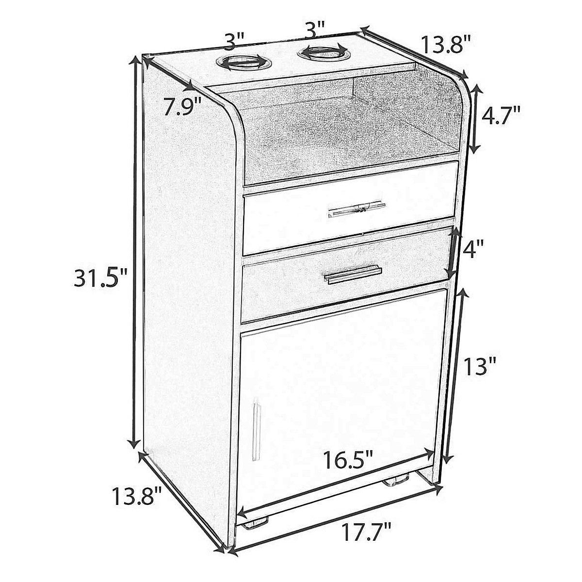 Beauty Salon Station with Drawers, Salon Rolling Cart, Barber Organizer with Wheels, Hair Stylist Equipment Makeup Spa Cart, Hairdryer Holder, Black