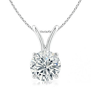 The Diamond Deal 1.00ct (1.00Cttw) Carat Round Brilliant Solitaire Natural Diamond Solitaire Pendant Necklace For Women Girls infants in 14k White Gold With 18" Gold Chain