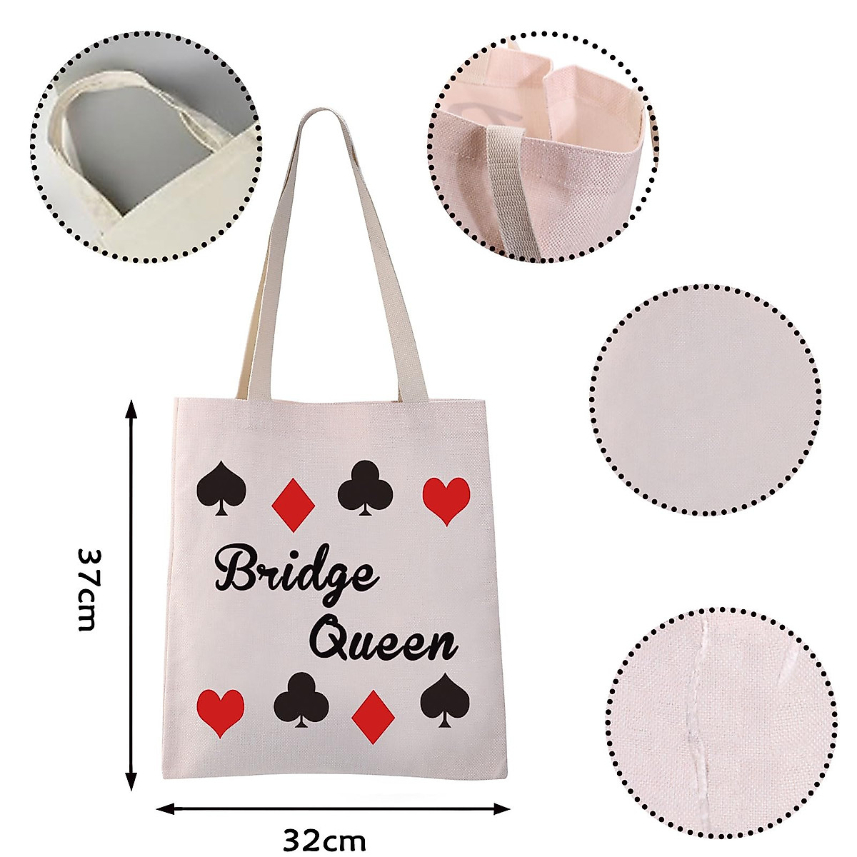 VAMSII Bridge Players Tote Bag Bridge Queen Shoulder Bag Bridge Card Gifts for Bridge Players Bridge Lovers Gift (Bridge Queen Tote)