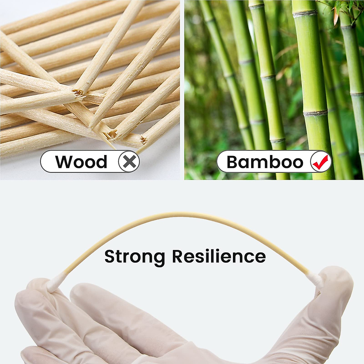 PINGMIC 400PC (800 Tips) Long Cotton Swab, 6 Inch Cotton Swab Without Barbs - Cotton Swabs with Wooden Sticks, Long Cotton Swabs for Gun Cleaning Machinery Pets Makeup. Bamboo Stick with Storage Box