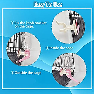 PINVNBY Rabbit Dog Water Bottle No Drip Hanging Chinchilla Water Dispenser Plastic Leak-Proof Bunny Waterer Suspended Small Pet Water Feeder for Ferret Hedgehog Squirrel Kitty Puppy (Pink)