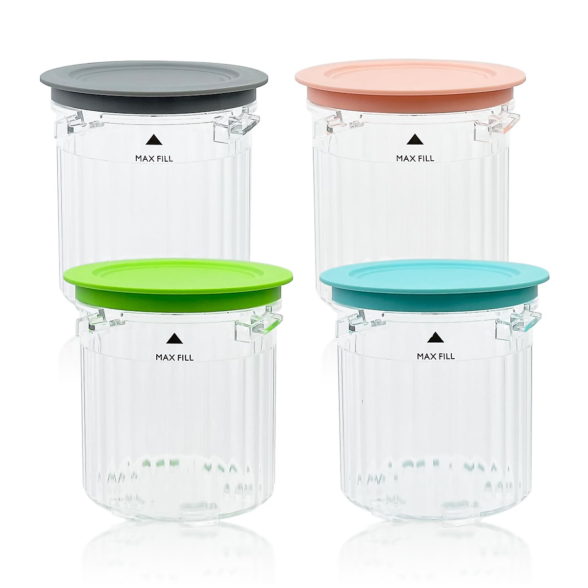 CUTIECLUB Pack of 4 Ice Cream Pint Containers and Lids for Ninja CREAMi Breeze NC100 & NC200 Series CREAMi Ice Cream Makers, Replacement Cups BPA-Free & Dishwasher Safe
