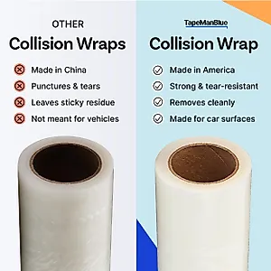 Crash Wrap, 36 inch x 100 feet, Clear Collision Wrap for Damaged Vehicles & Car Windows, Removes Cleanly, Made in America