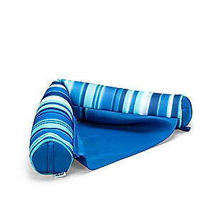 Big Joe Captain's Float 2.0 w/Cup Holder, Blurred Stripe Blue & Noodle Sling, Blurred Blue