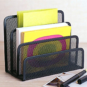 Desk Mail Organizer wishacc Small File Holders Letter Organizer Metal Mesh Document/Filing/Folders/Paper Organizer for Desktop