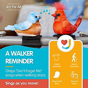 Joy for All Walker Squawker Cheery Animatronic Bird for Companionship and to Help You Remember Your Walker - Cardinal,Red