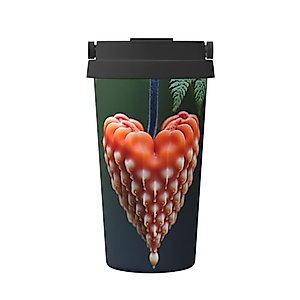 WANGXUEE Heart Shaped Flower Print 500ml Stainless Steel Travel Tumbler Double Wall Vacuum Insulated Coffee Mug